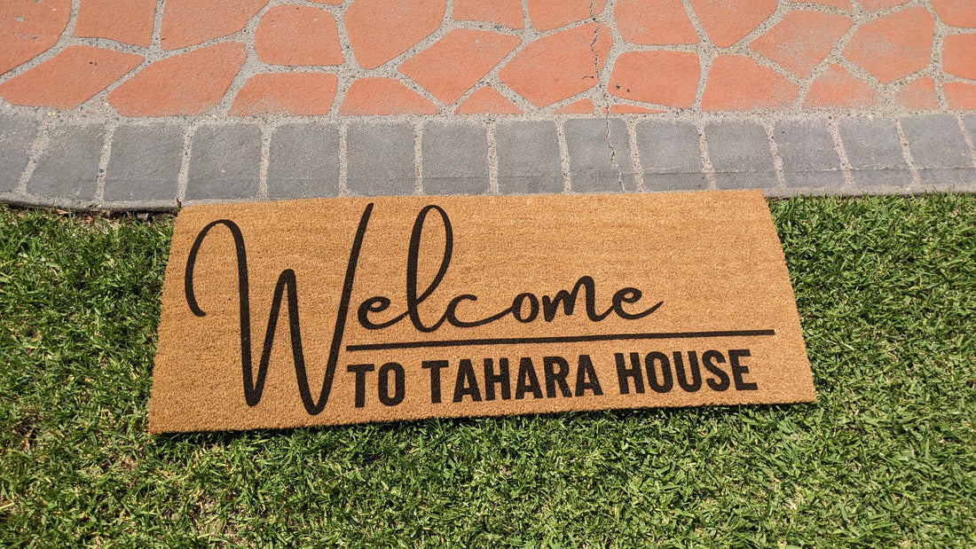 Welcome street address personalised front doormat – Personalised Doormats