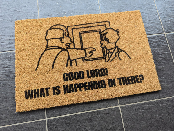 Steamed Hams what is happening in there meme doormat – Personalised ...